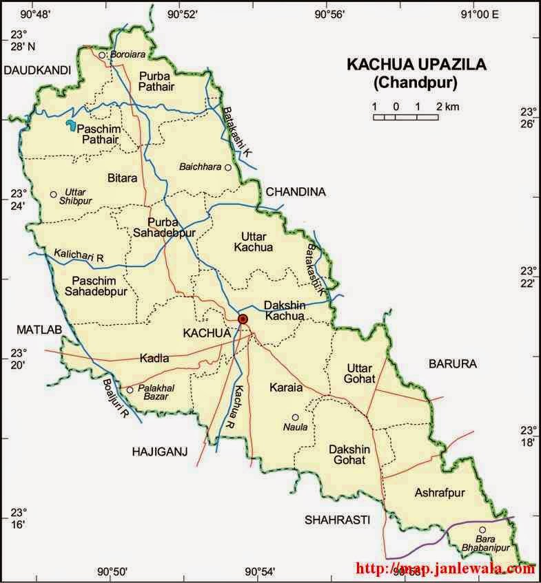Kachua Upazila Map, Chandpur District, Bangladesh