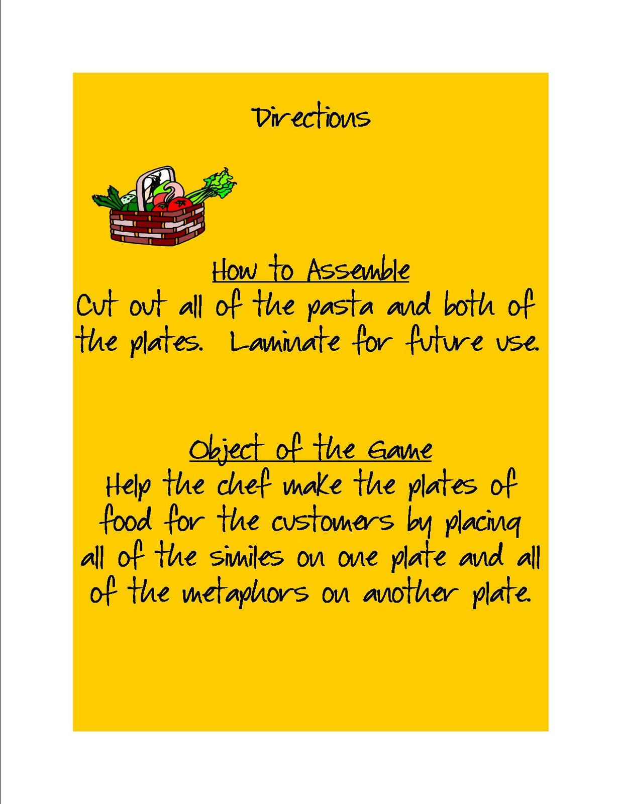 Literacy & Math Ideas: Pasta Party Similes & Metaphors