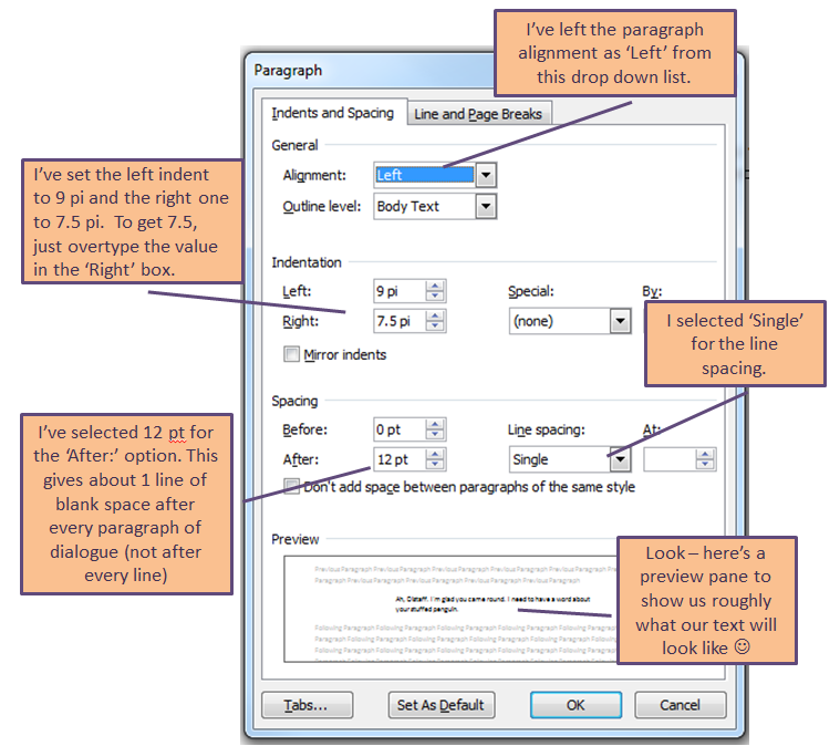My Creative Stream: Microsoft Word script formatting