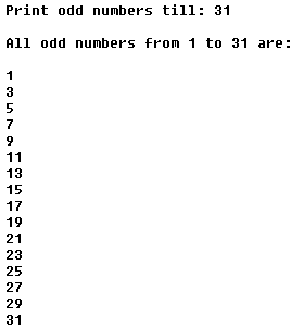 A Great Platform For Education.: C Program to print ODD numbers from 1 to N