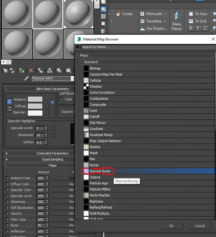 3Ds MAX: NORMAL MAP - PROJECTION