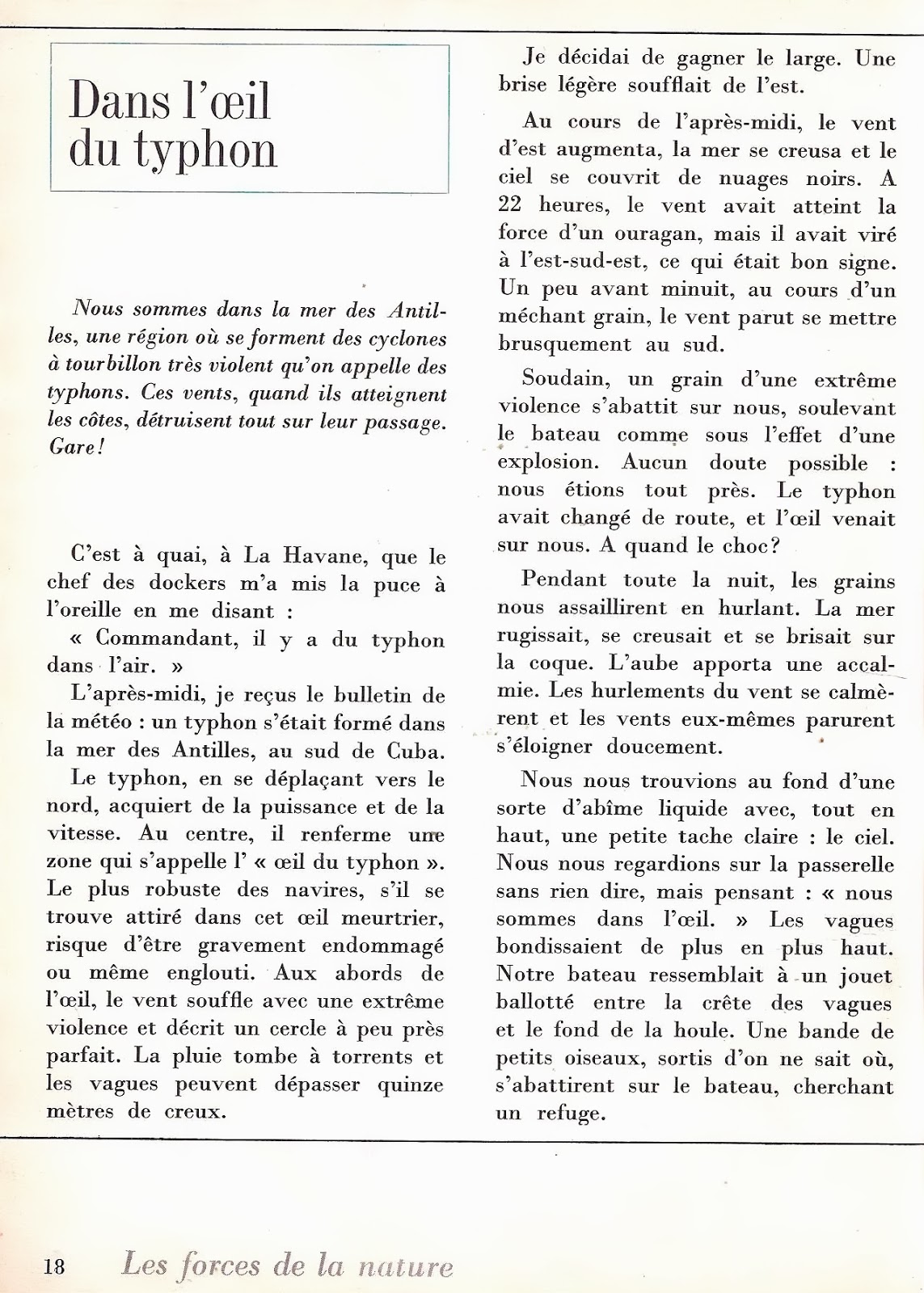 école : références: Lecture CM1 : les forces de la nature (4 textes)