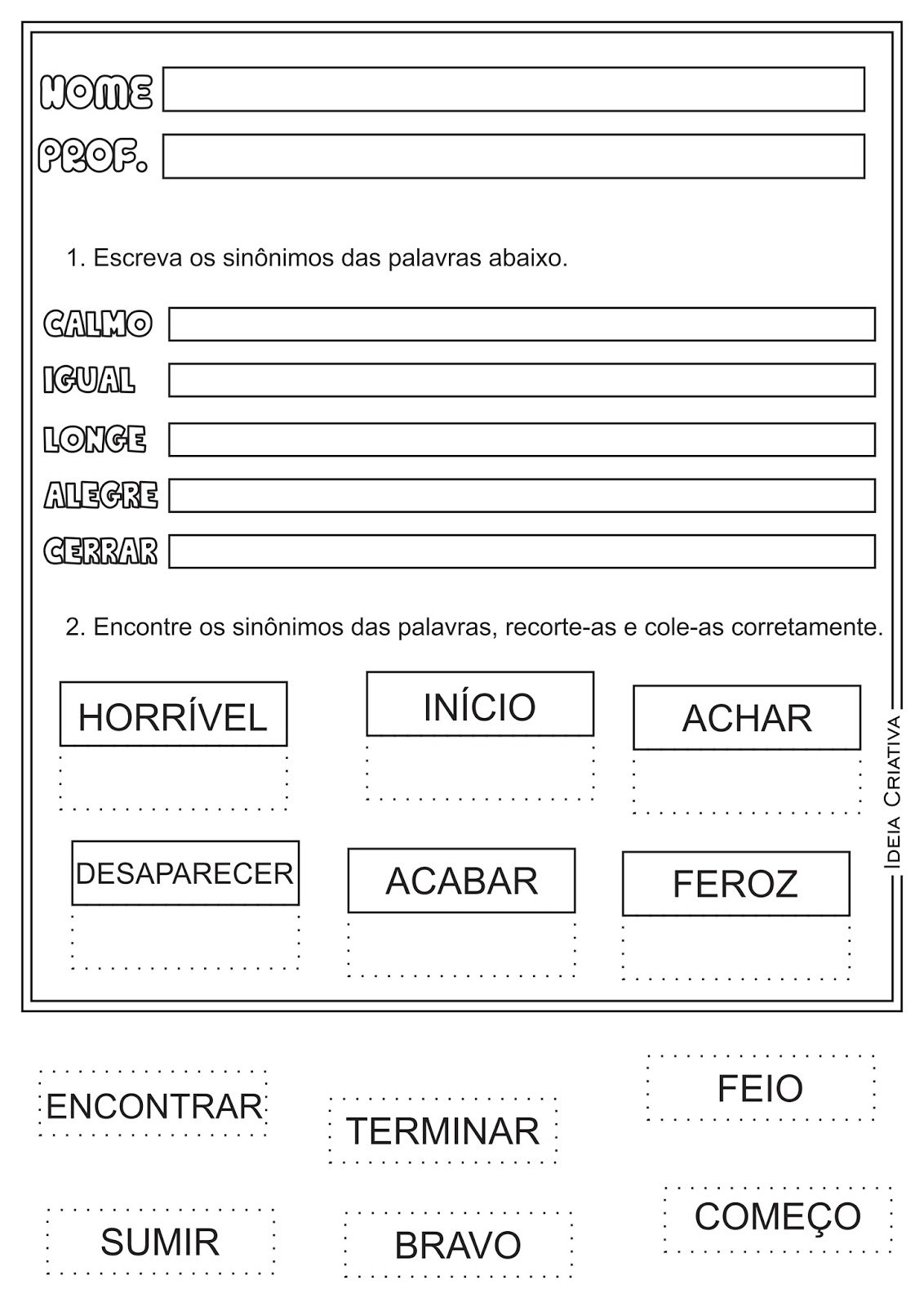 Lipitipi- Atividades e Projetos Fundamental I: Atividades Sinônimos ...