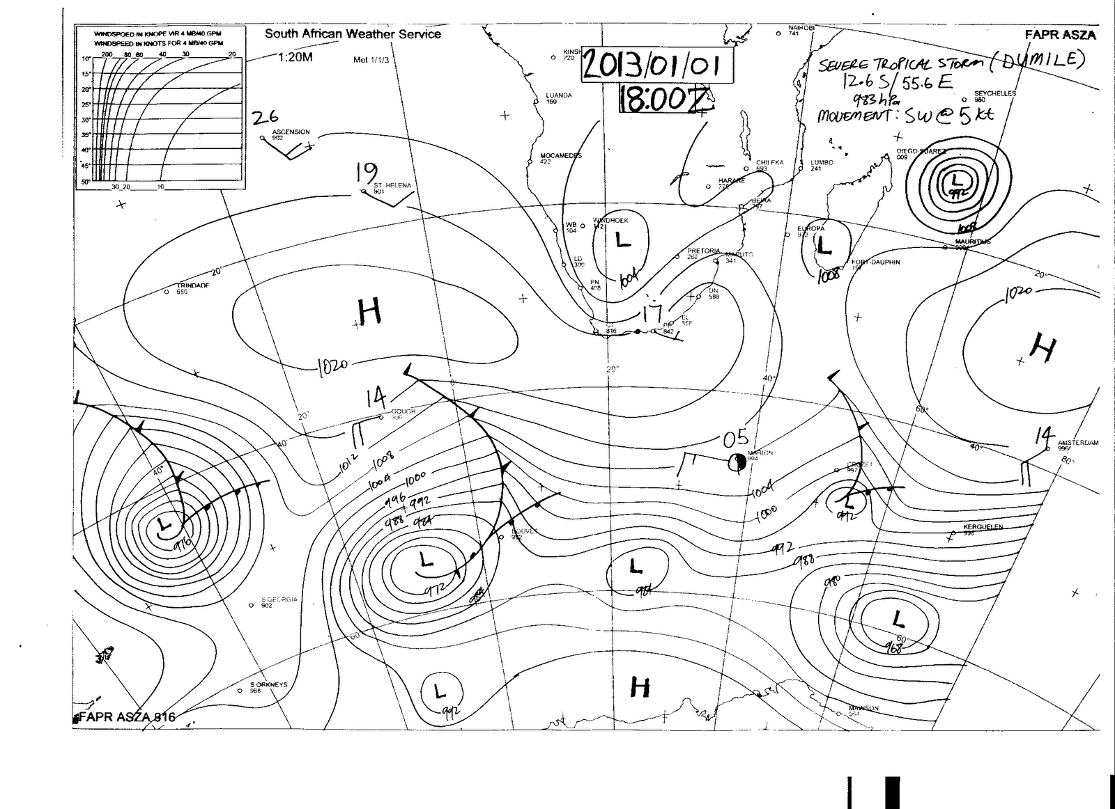 SA Weather and Disaster Observation Service: Sea Level Synoptic Chart ...