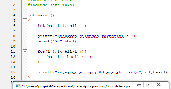 Contoh Program Sederhana dengan Bahasa C - Mencari Faktorial Bilangan ...