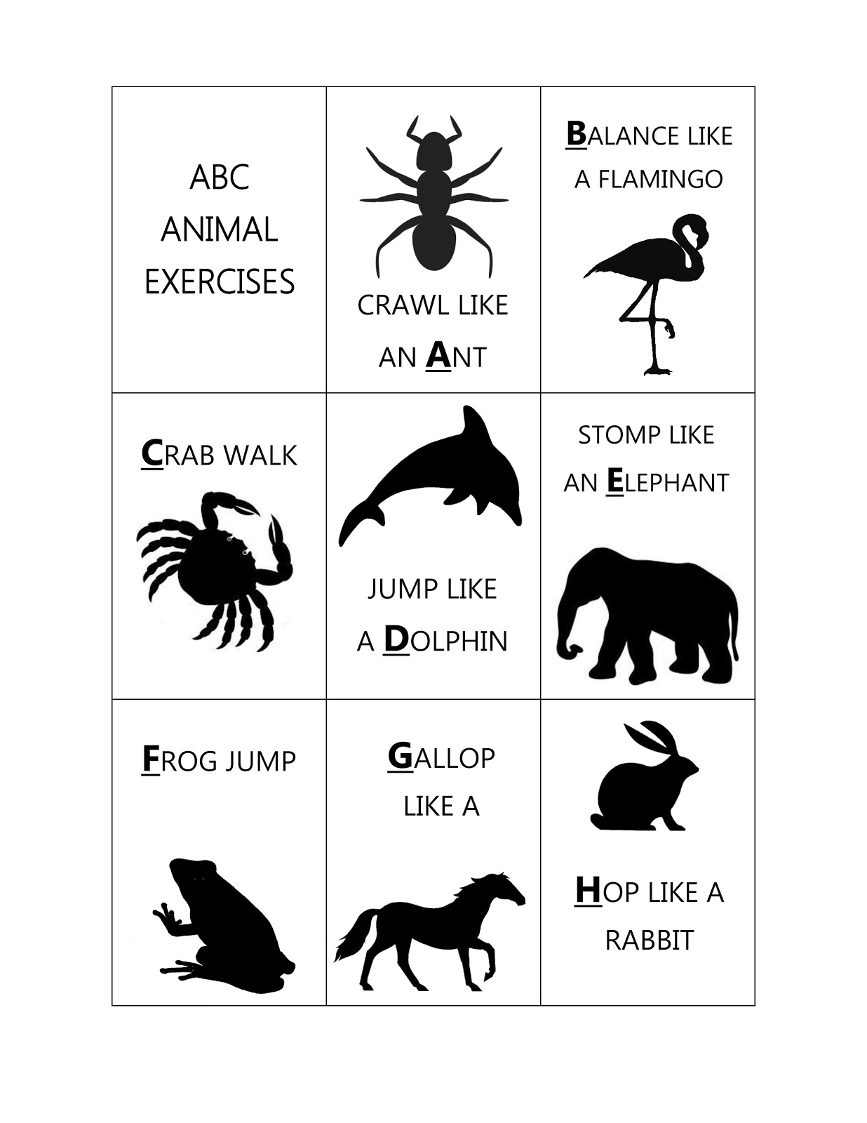 ourhomecreations: Get your child moving with ABC Animal Exercises