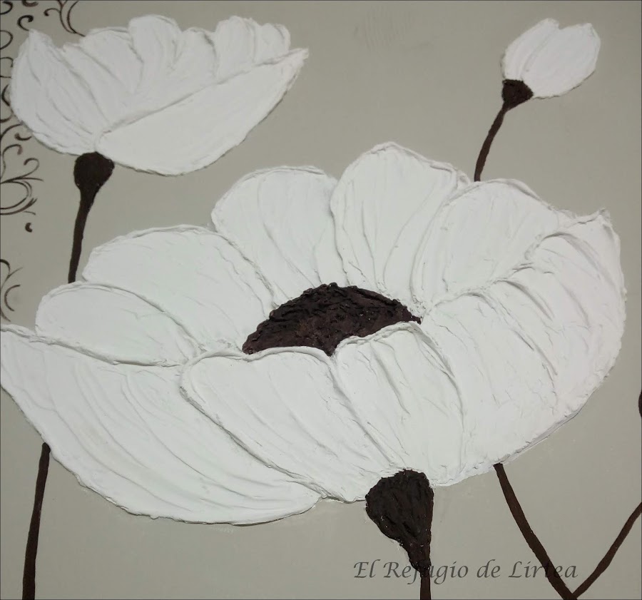 Cuadro con flores en relieve | Manualidades