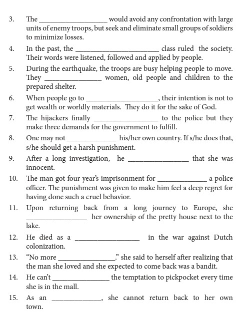 Complete the follow sentence using the words in the box.