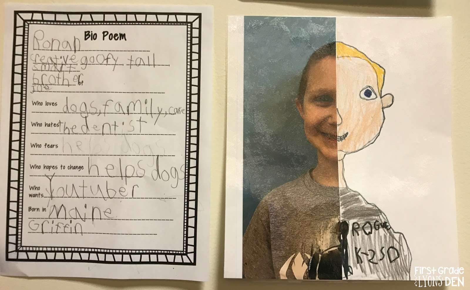 First Grade Lyons' Den: Check Out our Bio Poems and Portraits