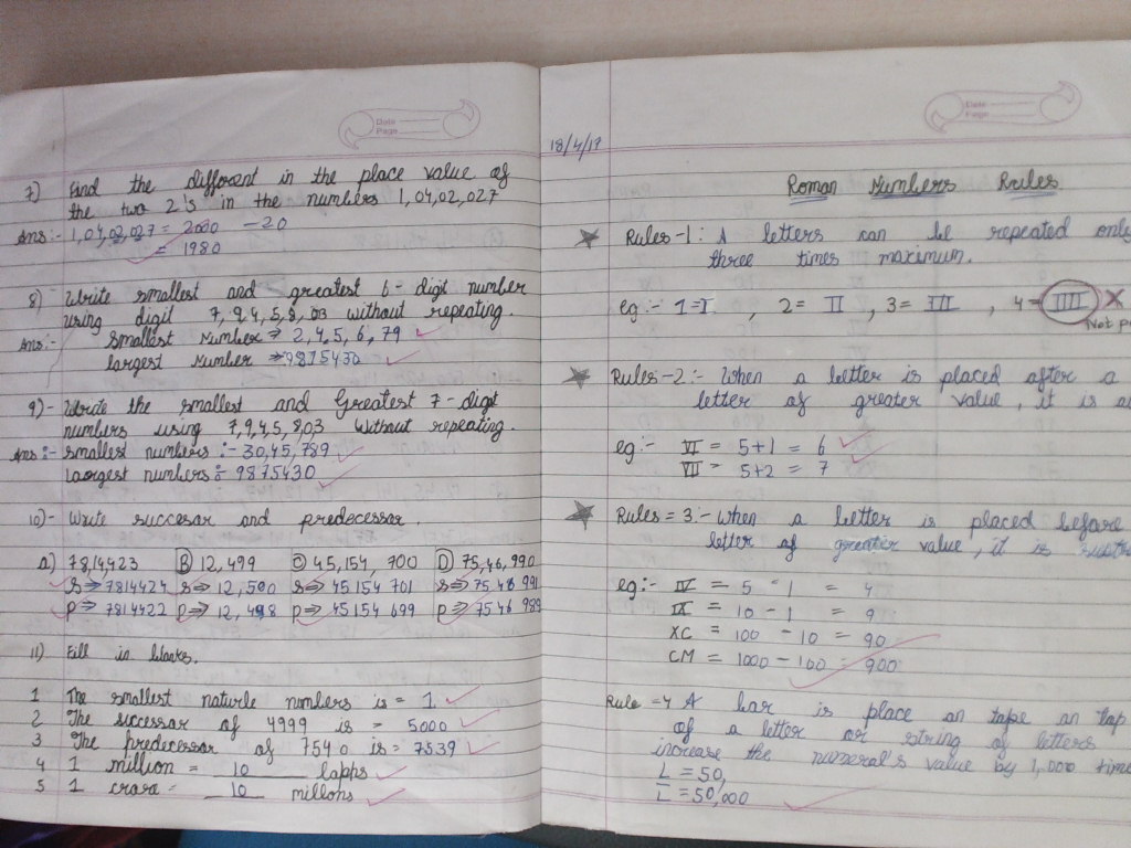 PIS VADODARA STD 6: Grade 6 MATH NOTEBOOK WORK