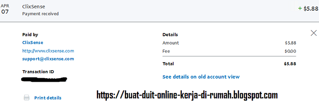 ClixSense Payment Proof - Buat Duit Online Side Income Kerja Part Time Di Rumah
