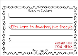 Guess My Costume Freebie | Virginia is for Teachers