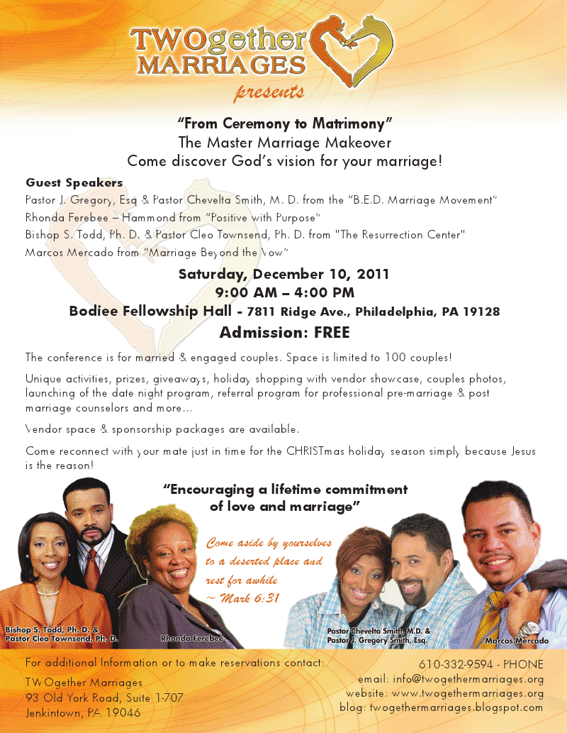 Marriage Conference! - Saturday December, 2011 ~ TWOgether Marriages