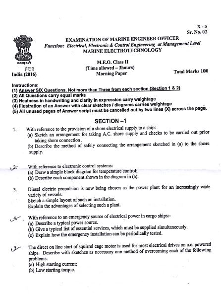 Electrical ⚡💡- MEO Class 2 Papers