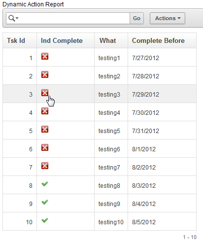 Notes on Oracle: APEX: Dynamic Action in Interactive Report