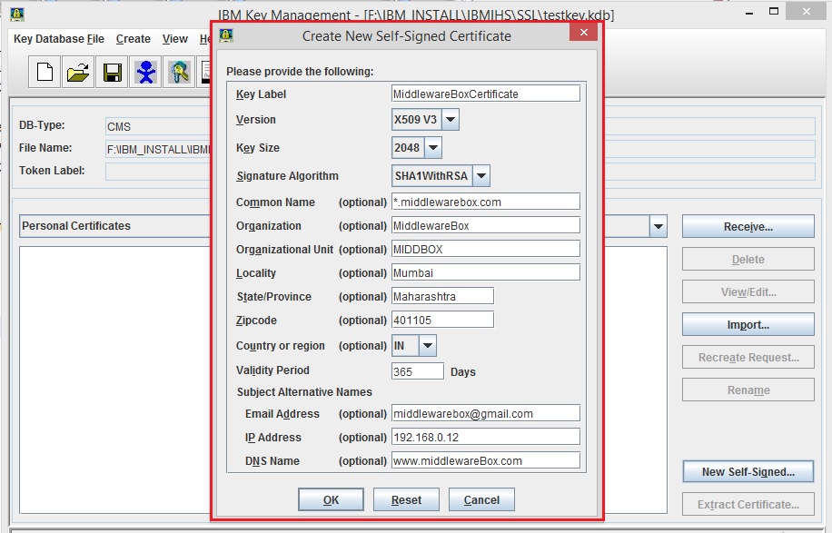 MiddlewareBox: How to Create Self-signed Certificate using ikeyman - tool For WebSphere ...