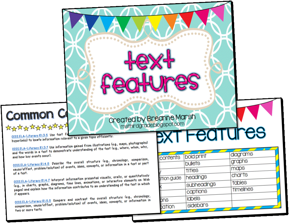 Ms. Third Grade: Common Core Standards Nonfiction Text Features Posters
