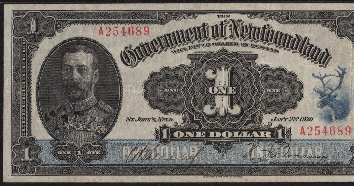 1920 Government of Newfoundland $1 Dollar Bill|World Banknotes & Coins ...