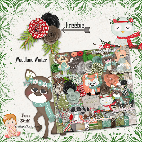 Free Digital Scrapbook Kits: Woodland Winter Cluster Flower Freebie