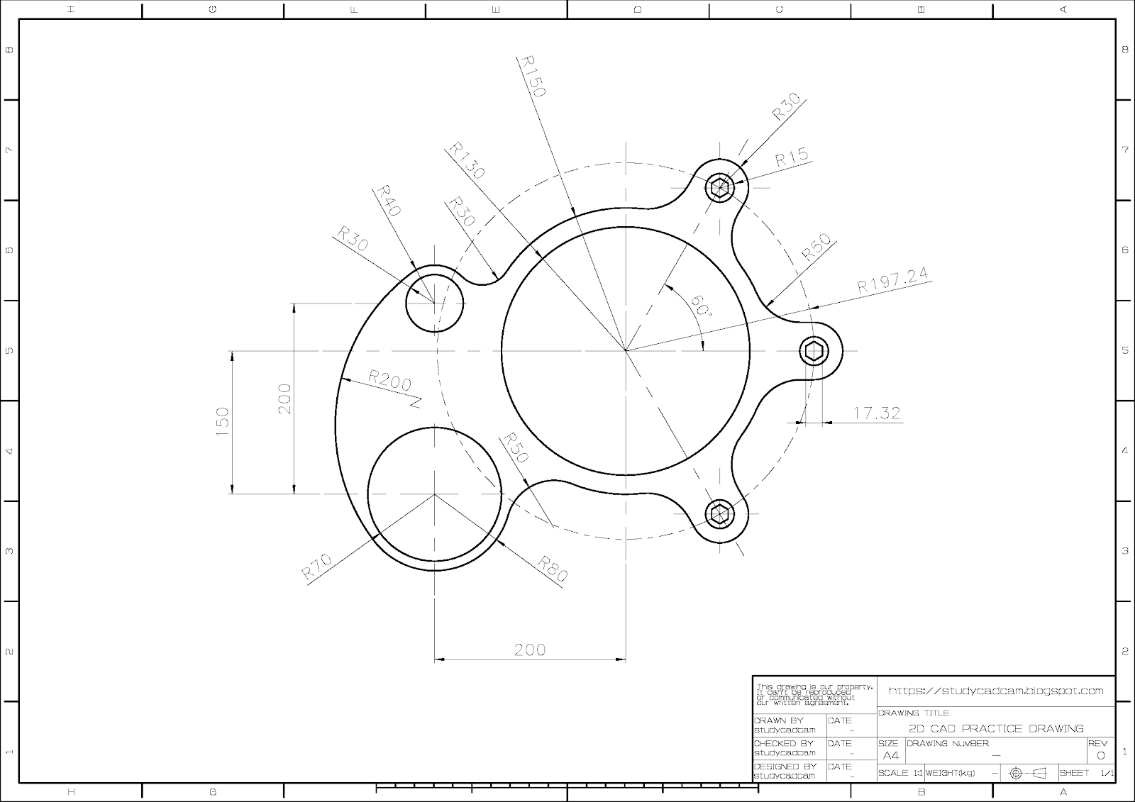 오토캐드연습도면(2D CAD DRAWING PRACTICE) 279 | TUTORIAL GAMBAR TEKNIK