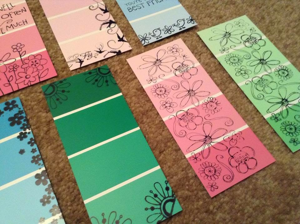 Dee's Bugaboo Boutique: What I'm Working On: Paint Chip Card Bookmarks.