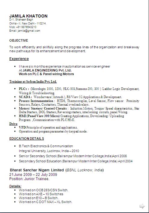 Resume Headline Example