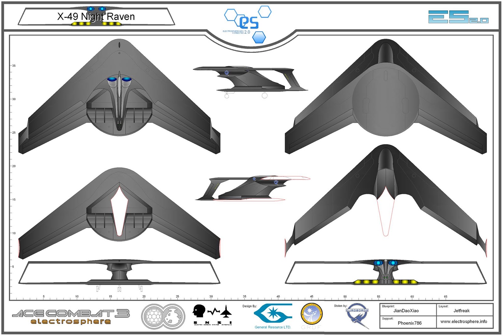 Ace Combat Model - Drawings: X-49 Night Raven