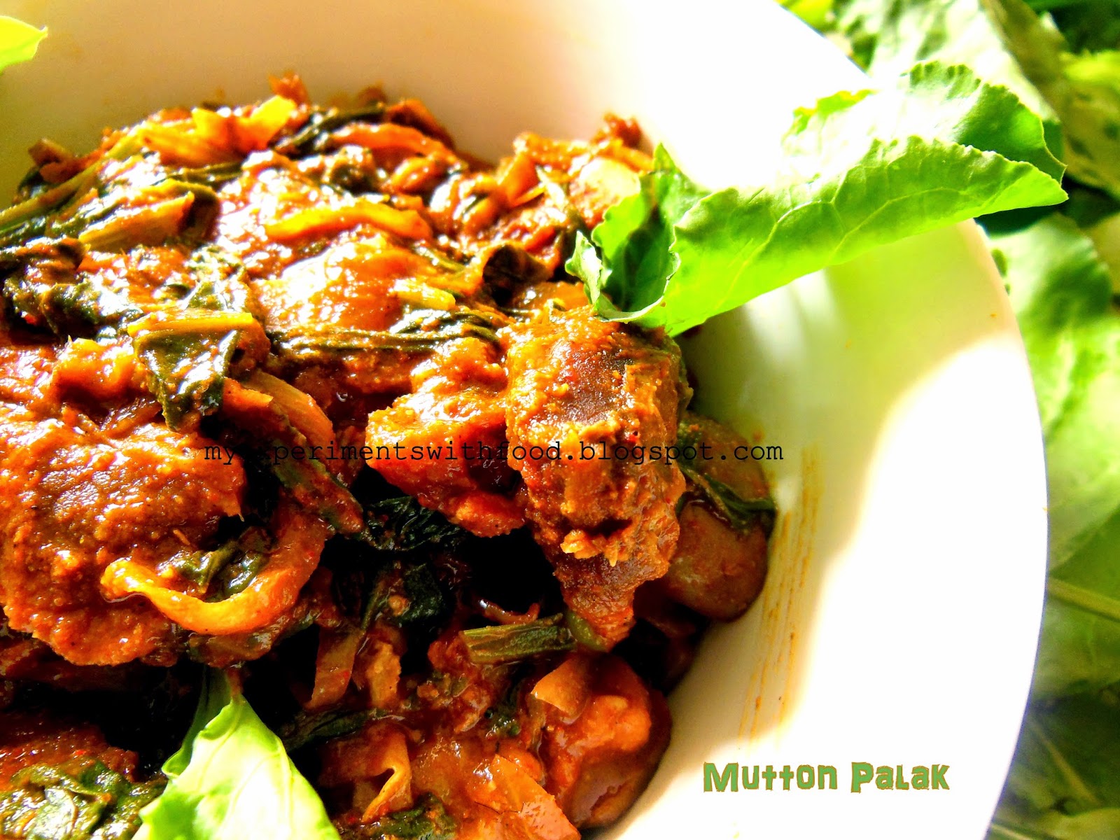 My Experiments With Food: Mutton Palak/ Palak Gosht