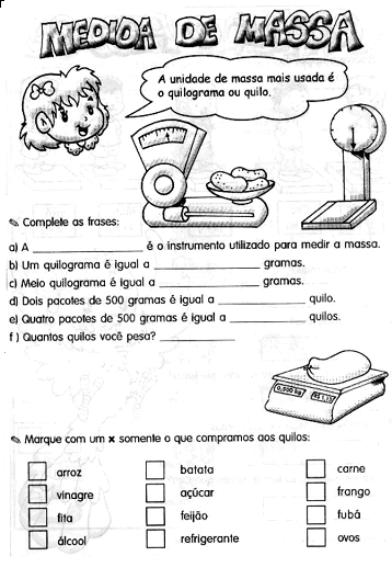Banco de Atividades: MATEMÁTICA - medidas de massa