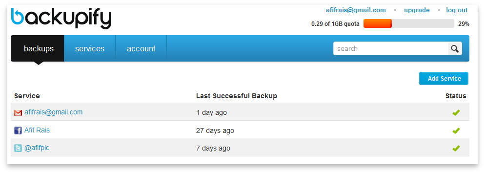 afifplc: Backup your online services with Backupify