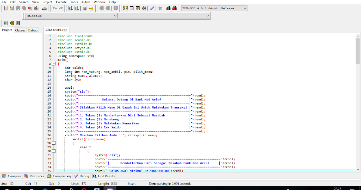 Contoh Program C++ ATM Bank ~ Tutorial Belajar Coding