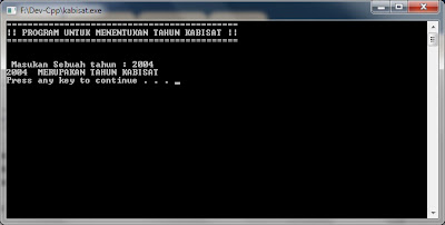 Algoritma dan Program Menentukan Tahun Kabisat atau Bukan | puspita