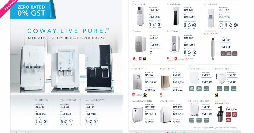 CowaySatu.com - Laman No.1 Pengguna Coway: Senarai Produk dan Harga Baharu