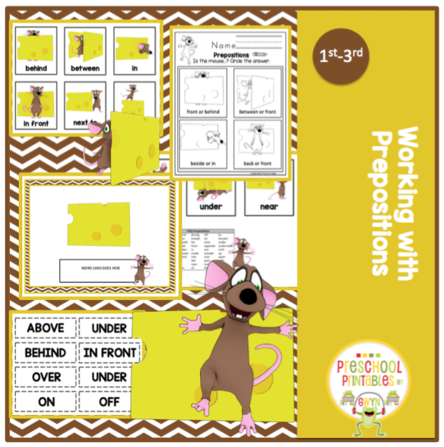 Mouse Works with Prepositions ~ Preschool Printables
