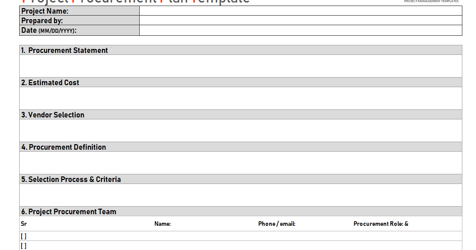 Project procurement plan | Planning Process for a project - Project ...