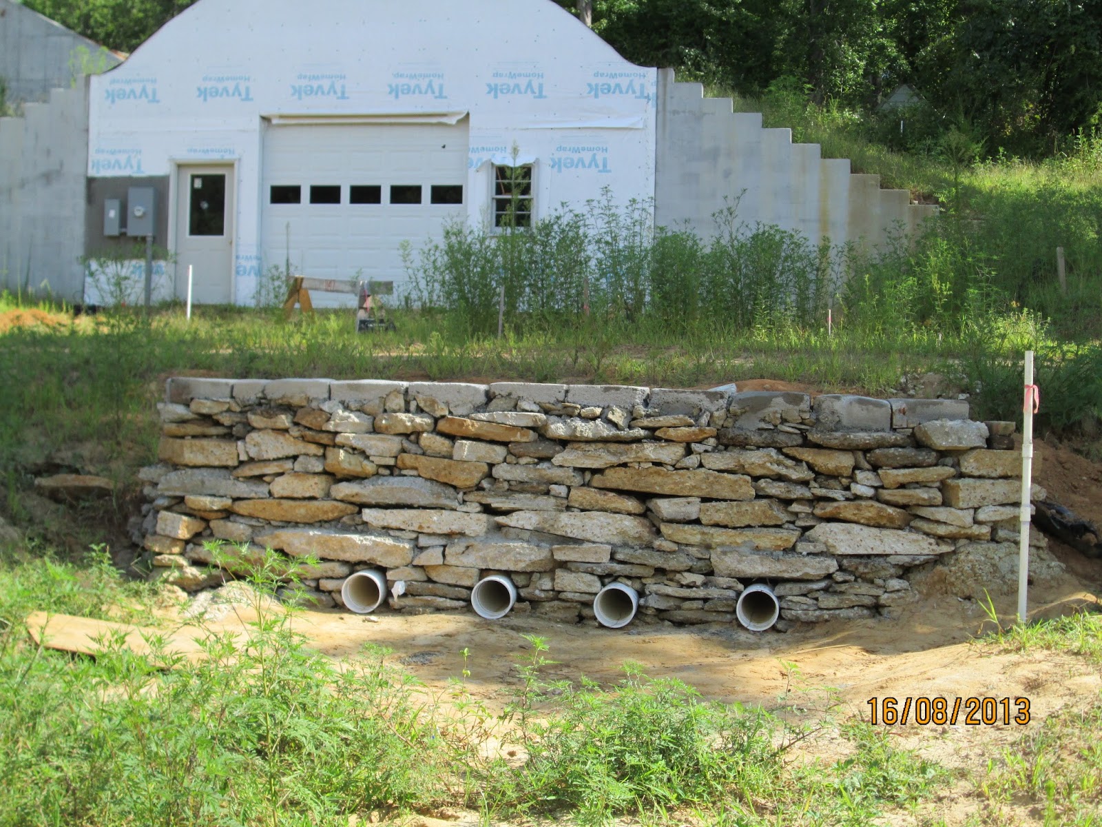 Home $weet Home: Retaining Wall at Garage Earth Tubes Completed, Earth ...
