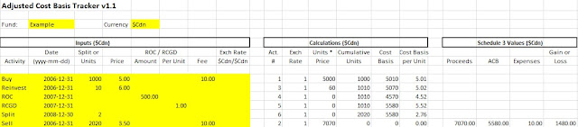 Spreadsheets and Financial Basics: Adjusted Cost Base Tracking Spreadsheet