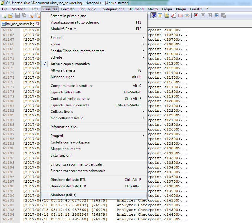 Comando tail su Windows