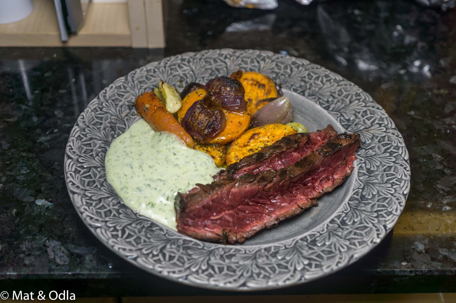 Grillad slaktarbiff (njurtapp) i rödvinsmarinad