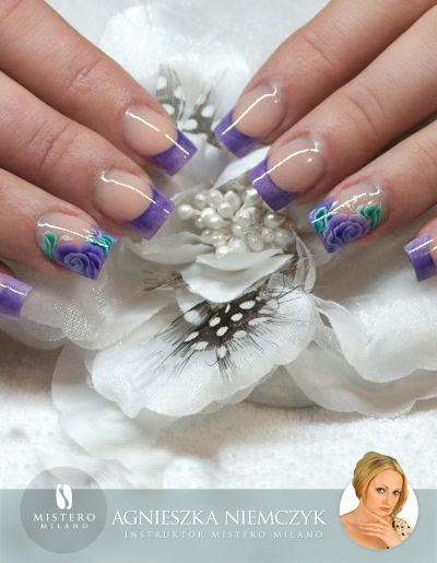 Paznokcie Agnieszki: Fioletowy french.