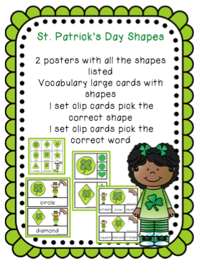 St. Patrick's Day Shape Cards and Clip Cards ~ Preschool Printables