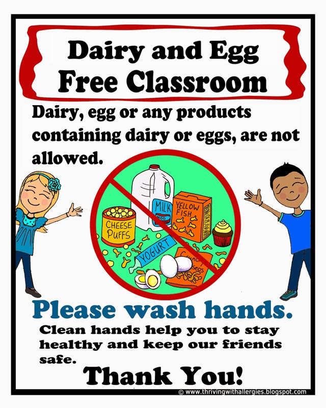 Thriving With Allergies: Dairy Free Classroom Poster