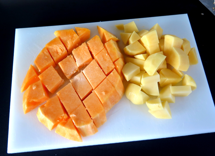Coliflor con crema de calabaza