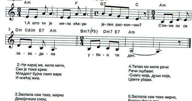 NOTE | DOMACE I STRANE: A ŠTO TI JE, MILA KĆERI / OJ DEVOJKO SMEDEREVKO ...