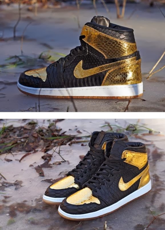 THE SNEAKER ADDICT: Air Jordan 1 “NYE” Black/Gold Python by JBF Customs ...