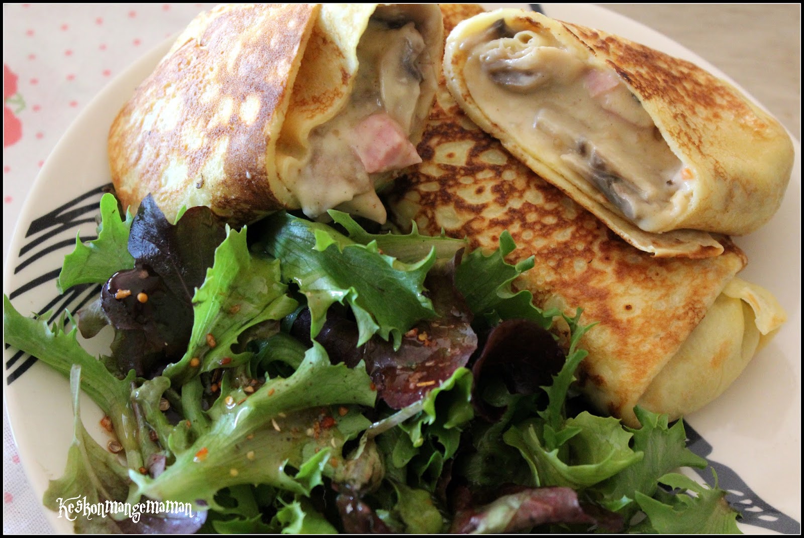 Keskonmangemaman?: Crêpes fourrées jambon de poulet / champignons