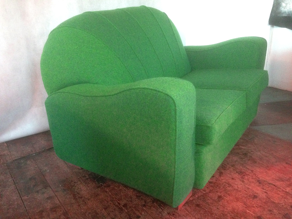 Mick Sheridan Upholstery: Art Deco shell-back sofa in Bute tweed