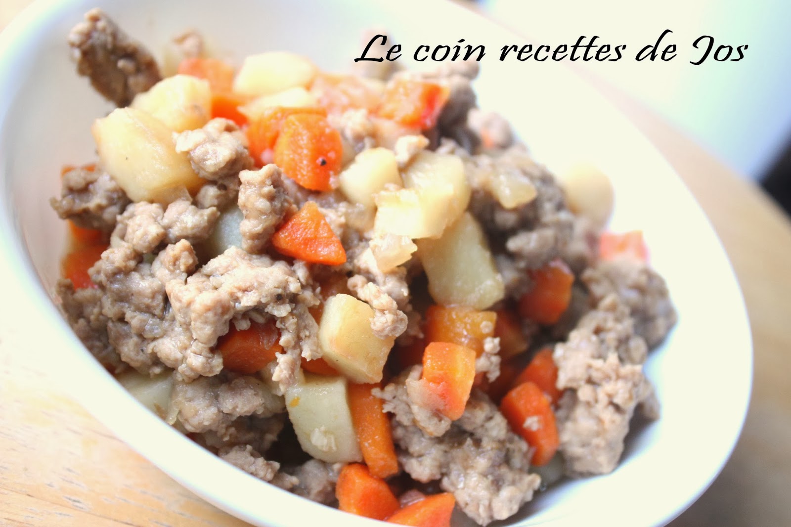 Le coin recettes de Jos: FRICASSÉE DE PORC HACHÉ