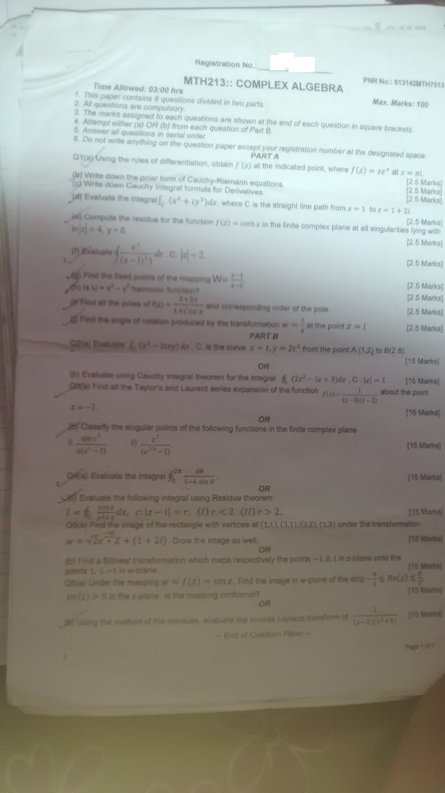 LPU STUDENT FRIENDLY: MTH-213 QUESTION PAPERS