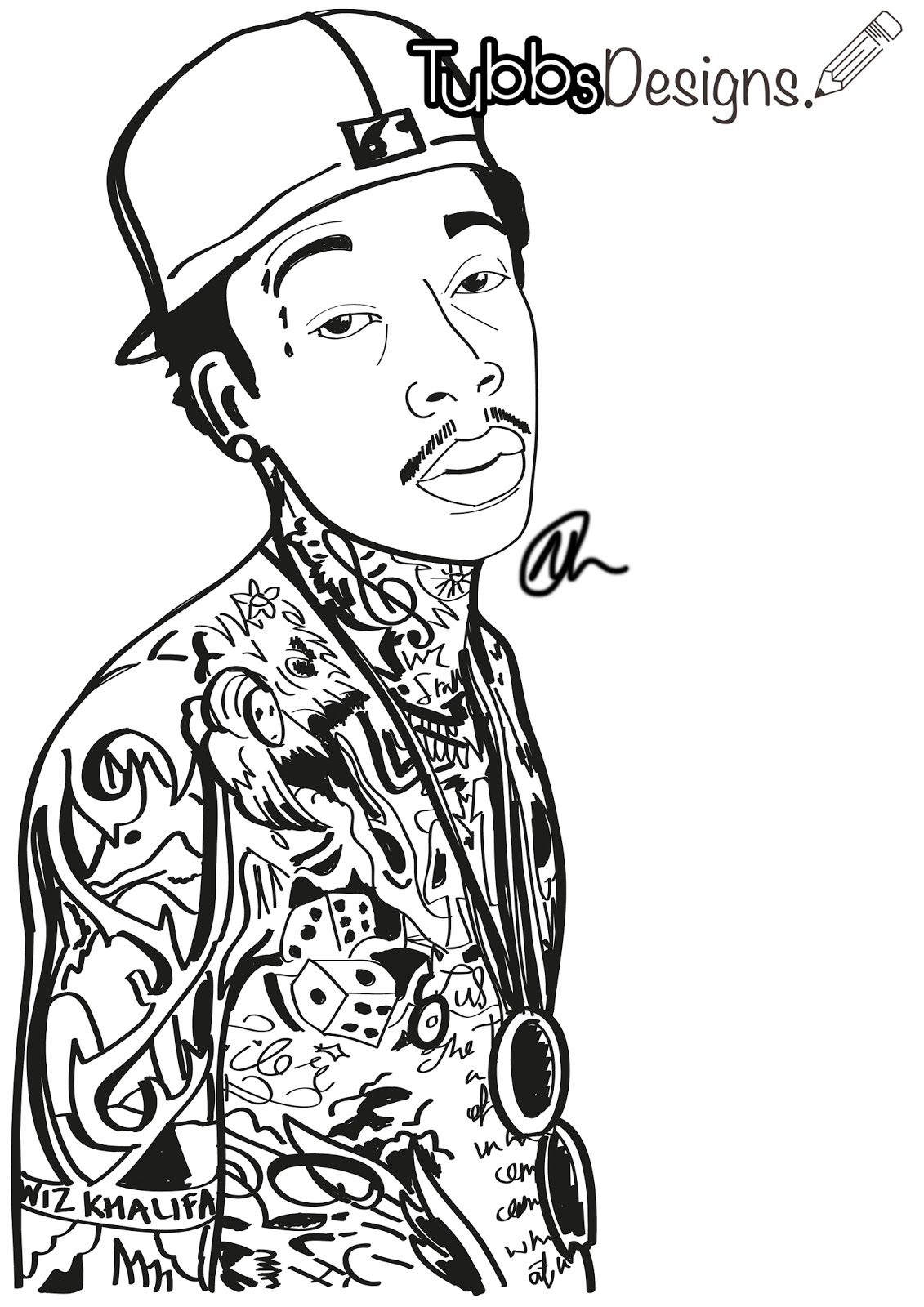 Wiz Khalifa Coloring Pages Tupac Rap Drawings Hop Hip Colouring Tyga ...